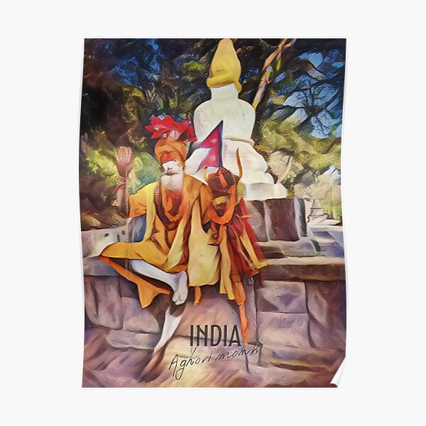 "Monk AGHORI BABA Meditating Hindu temple India | Illustration Drawing ...