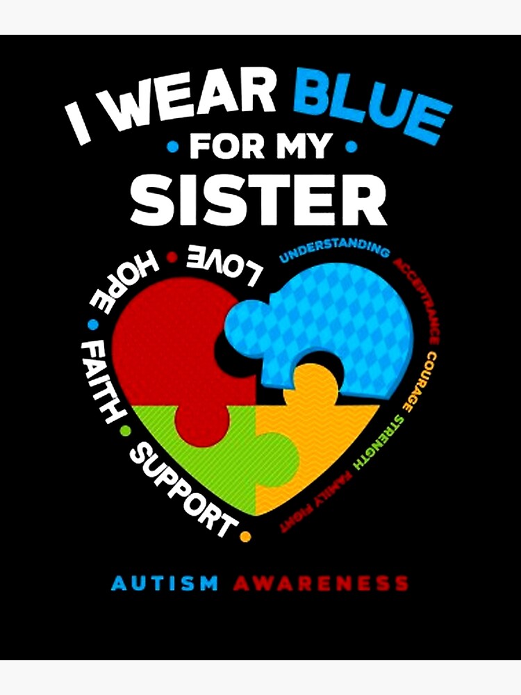 Lámina fotográfica «Corazón de autismo Me pongo azul para mi hermana ...