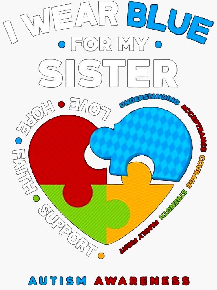 Pegatina «Corazón de autismo Me pongo azul para mi hermana Hermana ...