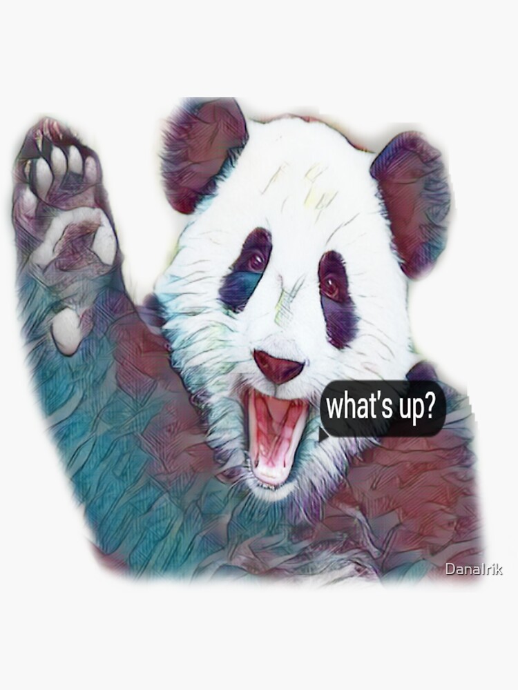 "cute painted panda waves his hand" Sticker by DanaIrik | Redbubble
