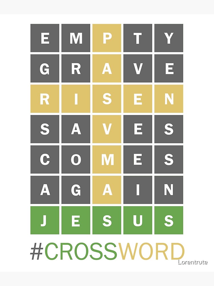 "Christian Cross Word Wordle Puzzle Game Risen Jesus Easter Sunday ...
