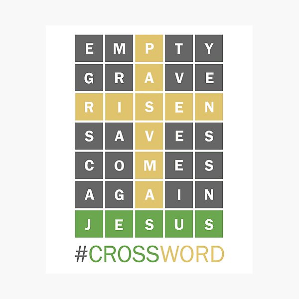 "Christian Cross Word Wordle Puzzle Game Risen Jesus Easter Sunday ...