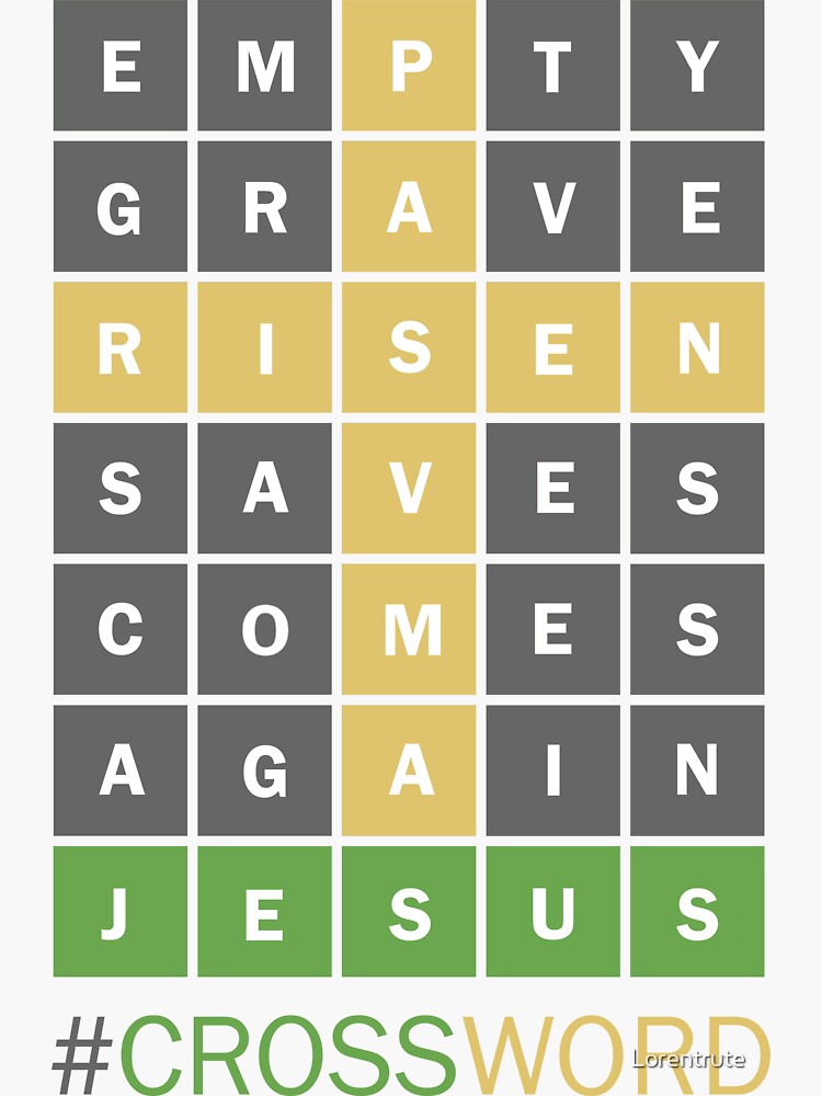 "Christian Cross Word Wordle Puzzle Game Risen Jesus Easter Sunday ...