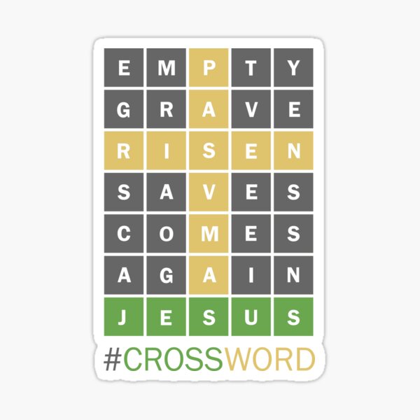 "Christian Cross Word Wordle Puzzle Game Risen Jesus Easter Sunday ...