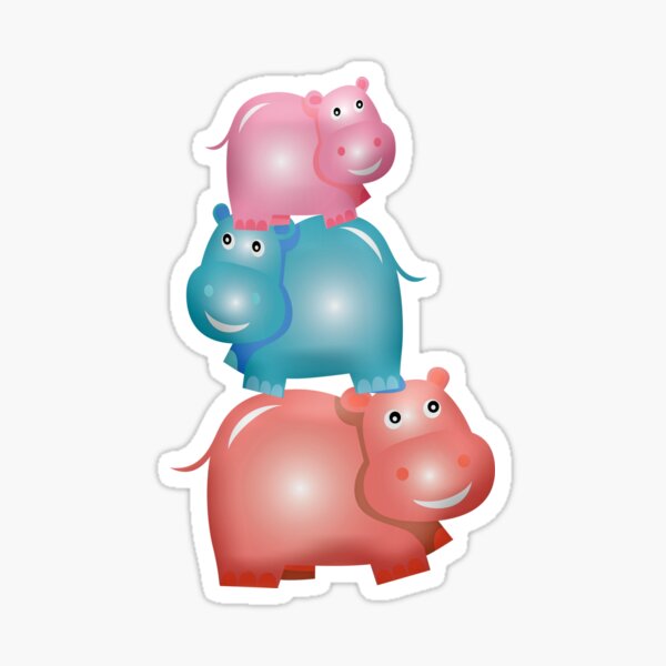 "three cute happy colorful hippos" Sticker for Sale by DahliaBlanche | Redbubble