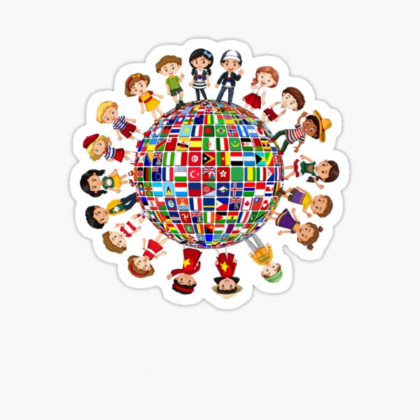 "Flags of the World Cultural diversity Kids around the Globe " Sticker ...
