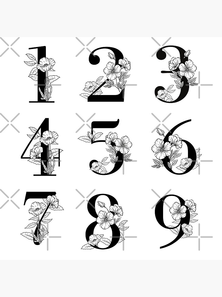 "elegant number floral art line sketch design" Poster for Sale by ...