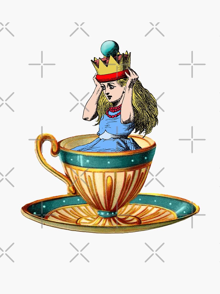 "Alice in a teacup (light yellow)" Sticker for Sale by MadameMemento ...