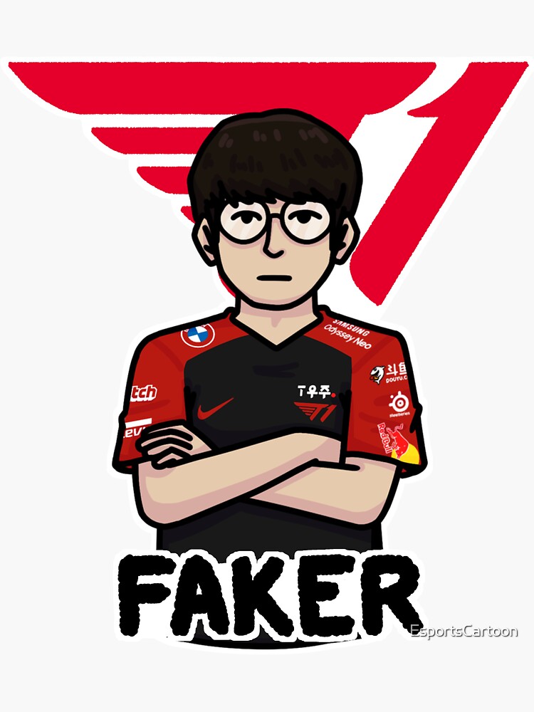 "T1 LoL 2022 Faker" Sticker by EsportsCartoon | Redbubble