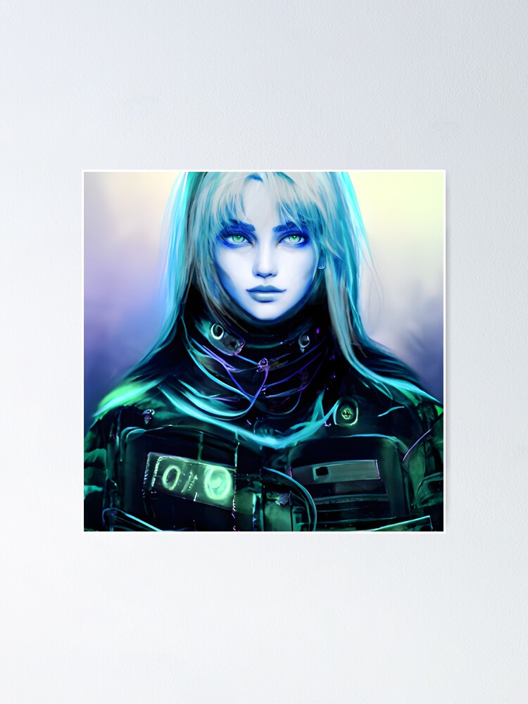 "cyberpunk cute vaporwave retrowave anime cyber neon girl" Poster for ...