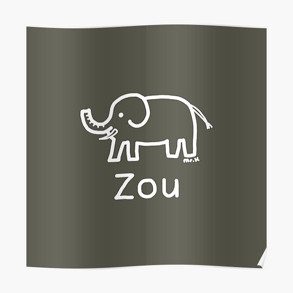 "Zou (Elephant) Japanese design in white" Poster for Sale by MrKShirts ...