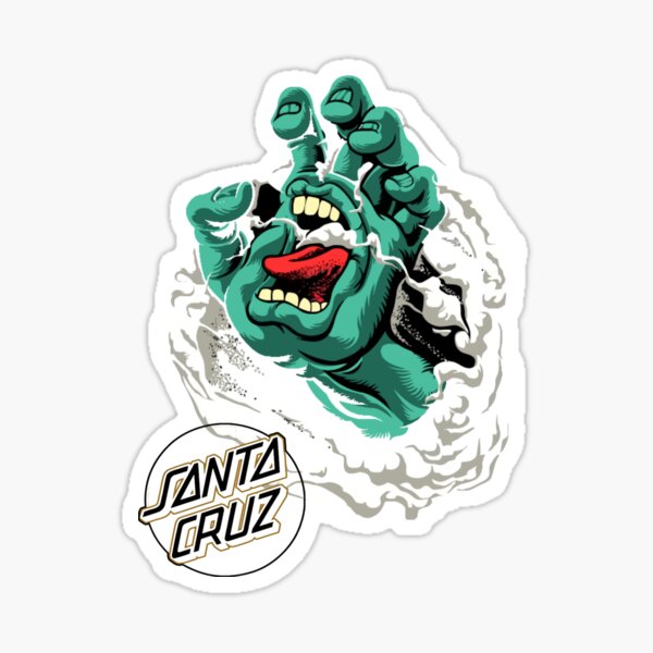 "Santa Cruz Green Hand" Sticker by FGear | Redbubble