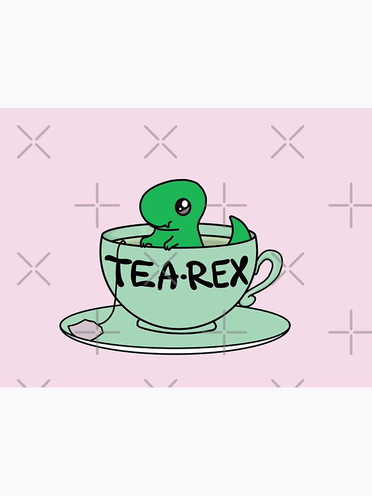 "TEA-REX: A T-REX in a tea cup." Sticker for Sale by Boopy-Boop | Redbubble