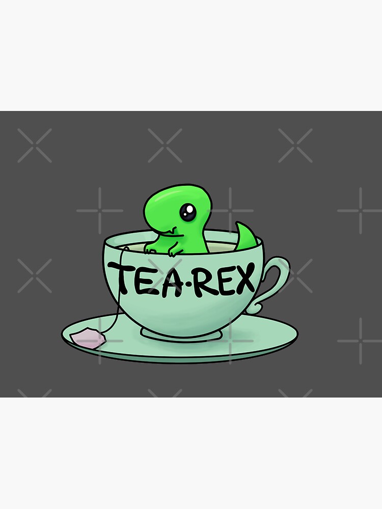 "TEA-REX: A T-REX in a tea cup." Sticker for Sale by Boopy-Boop | Redbubble