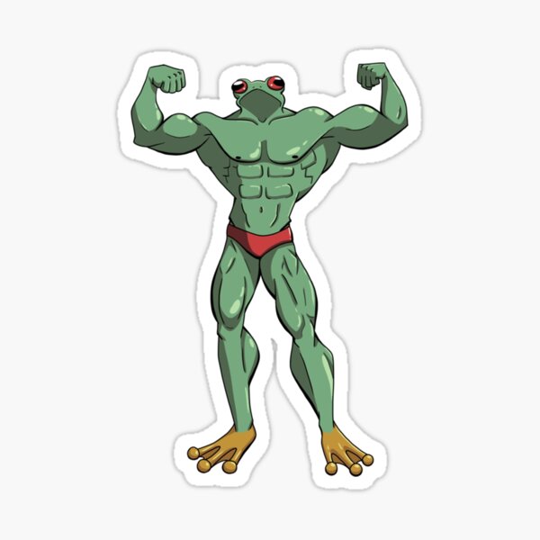 "Muscle Frog is Getting those Gains Classic" Sticker by FloydBlacks ...