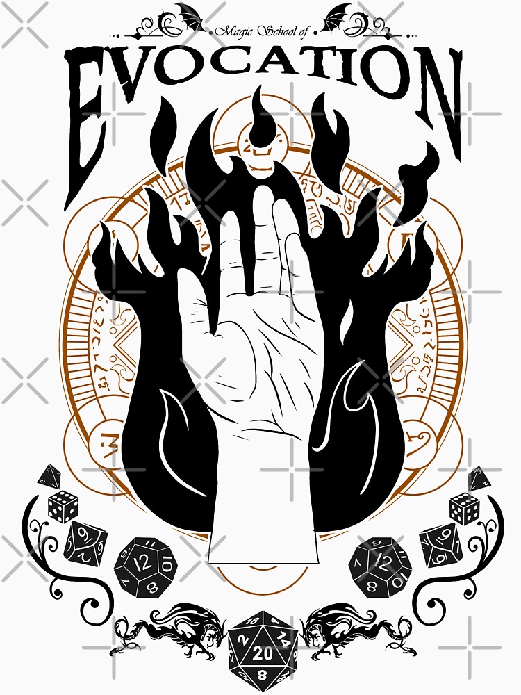 "Evocation - RPG Magic School Series : Black" T-shirt for Sale by ...