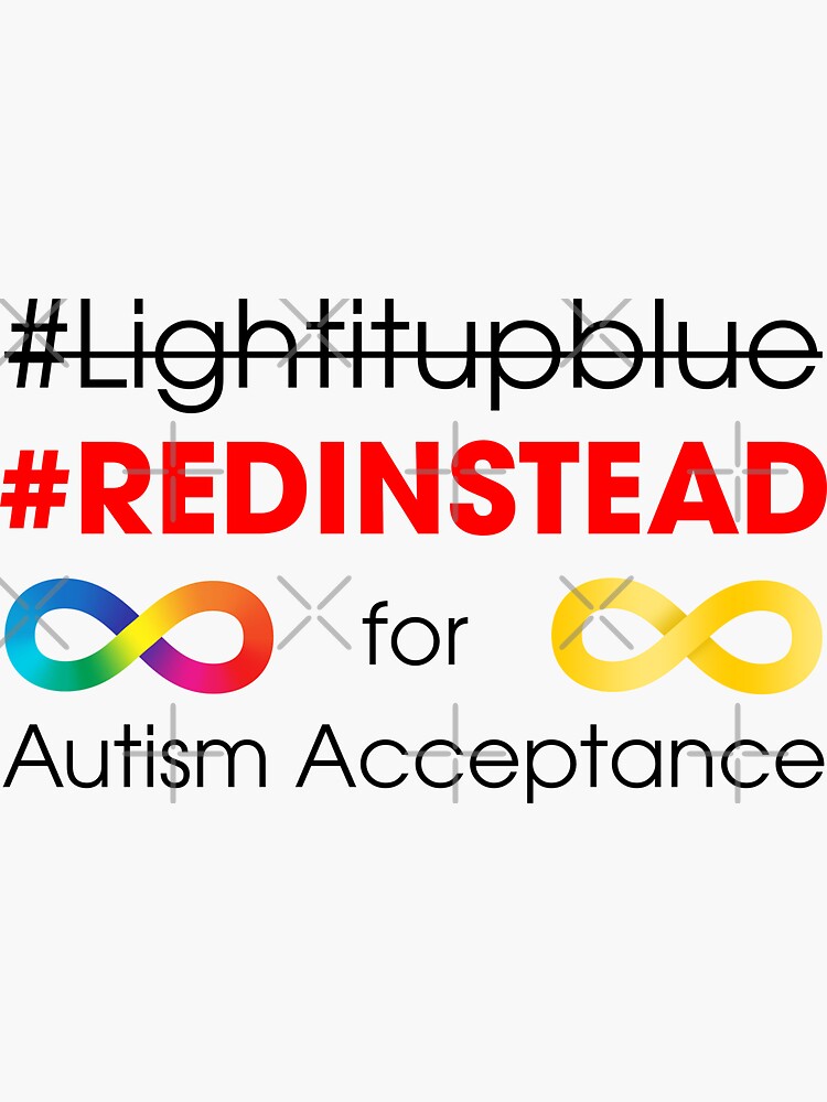 "Red Instead For Autism Acceptance" Sticker by Sthyouneed | Redbubble