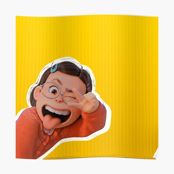 Meilin Showing Peace Sign Yellow Background Poster For Sale By Redd Bbubble Redbubble