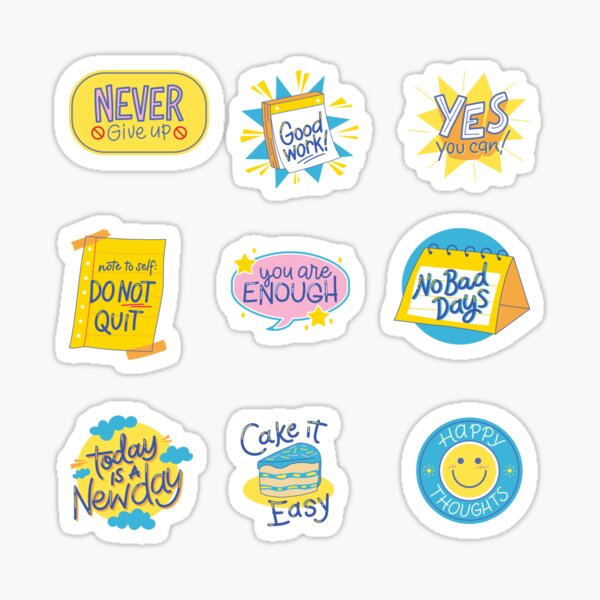 "best happy thoughts short positive slogans pattern pack" Sticker by ...