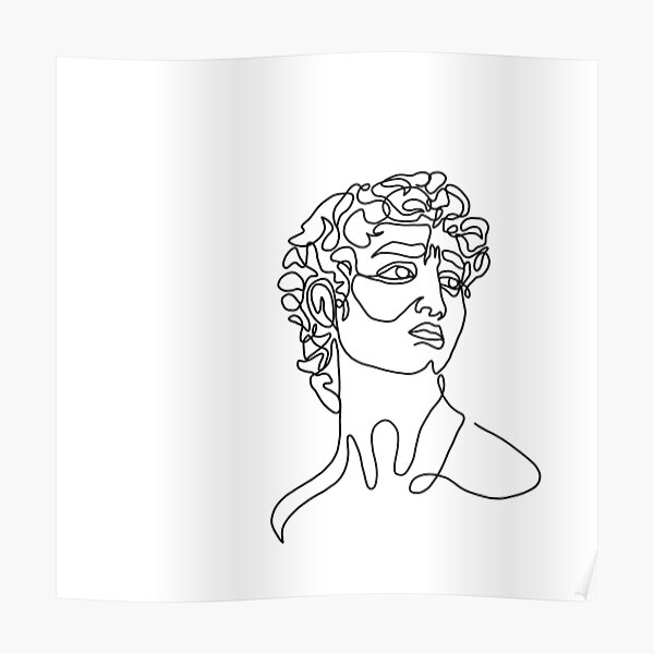 "David by Michelangelo line art portrait" Poster by Zainabbhat | Redbubble