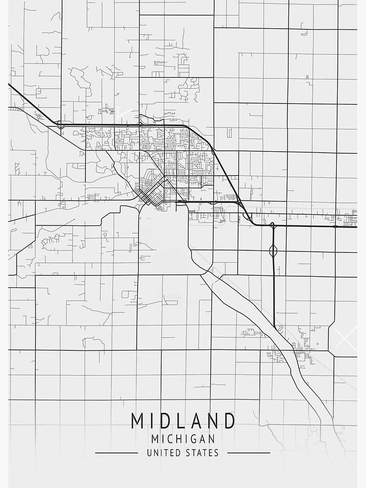 "Midland - Michigan - US Gray City Map" Poster for Sale by ctmapprint ...