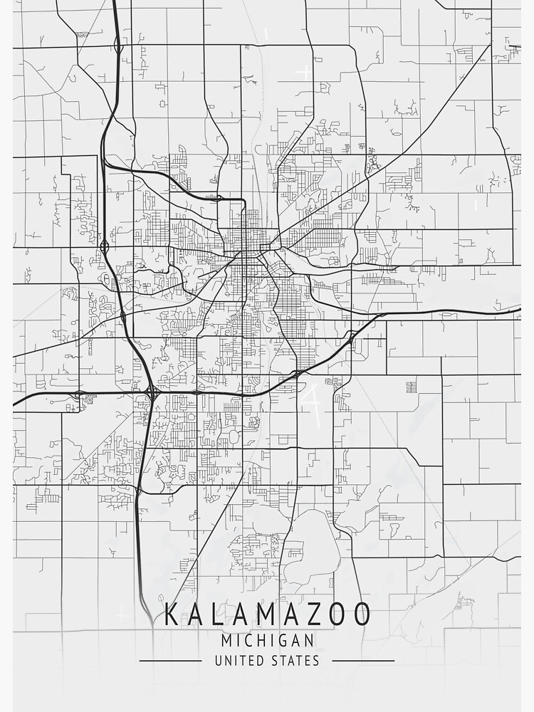 "Kalamazoo - Michigan - US Gray City Map" Sticker by ctmapprint | Redbubble