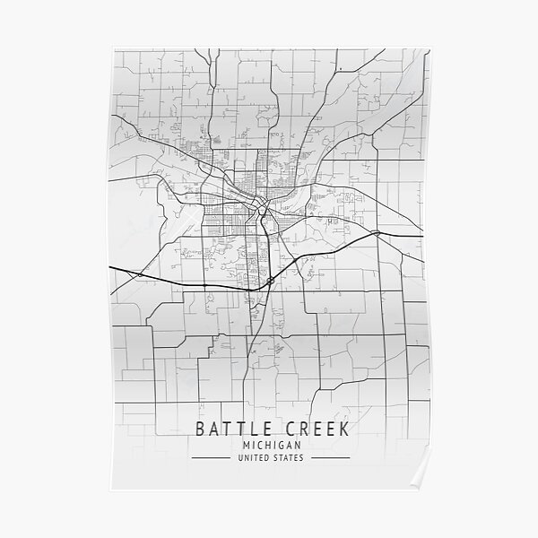 "Battle Creek - Michigan - US Gray City Map" Poster for Sale by ...