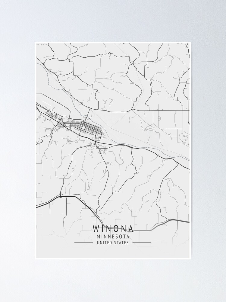 "Winona - Minnesota - US Gray City Map" Poster for Sale by ctmapprint ...