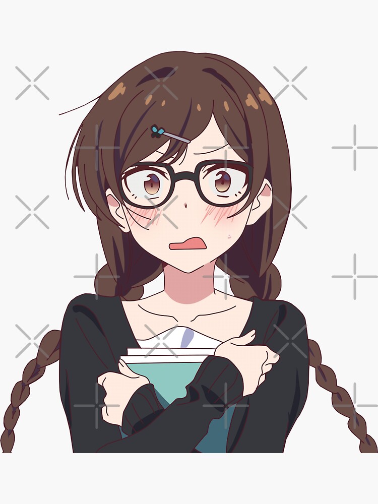 "Mizuhara chizuru glasses" Sticker by Akuma-san | Redbubble