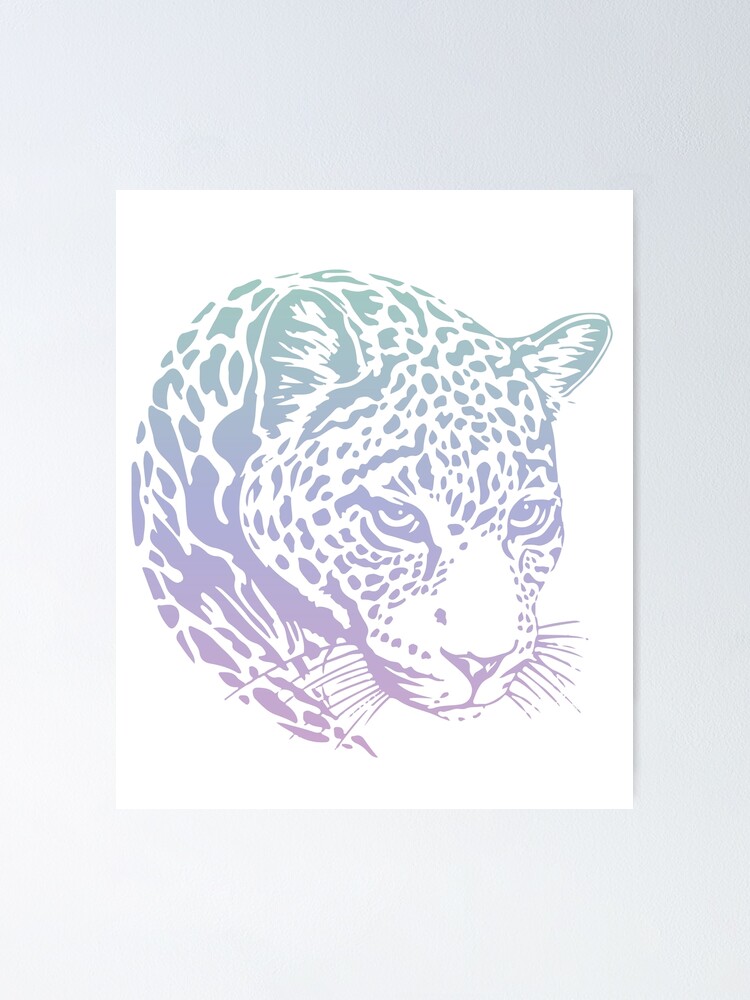 Póster «Jaguar Art en degradado de color verde y morado.» de Cute ...