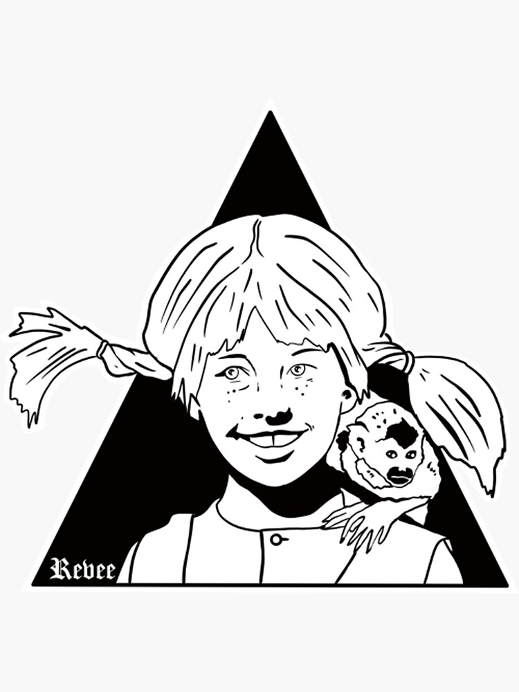 "Pippi Longstocking Black White" Sticker by BufFord71 | Redbubble