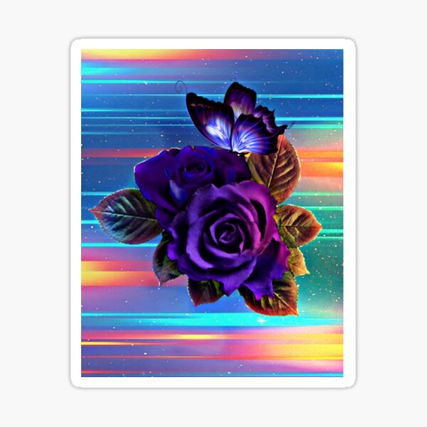 "Colorful strikes and purple rose" Sticker by clarazen | Redbubble