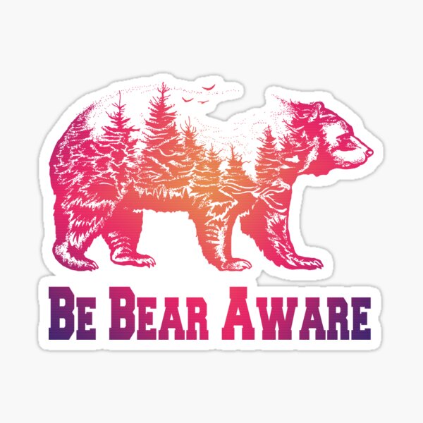 "Be Bear Aware - Cute Brown Bear" Sticker by heavenNground | Redbubble