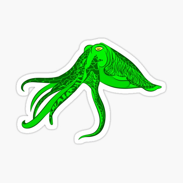 "cuttlefish squid neon green - squid in the ocean - illustration ...