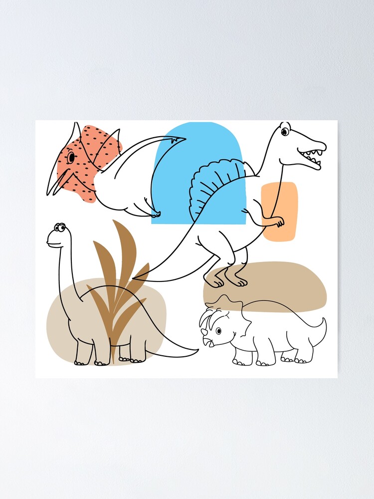 "Beautiful Abstract One Line Drawing Dinosaur Art" Poster for Sale by ...