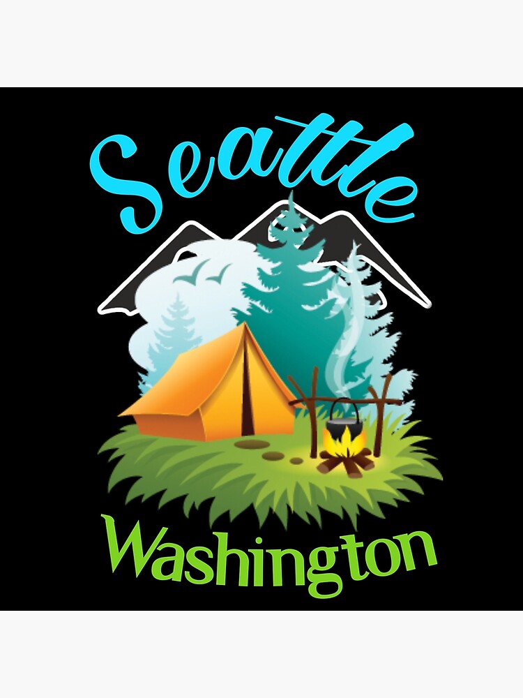 "Seattle Washington Retro Hiking Outdoors Hike Camping." Poster for ...