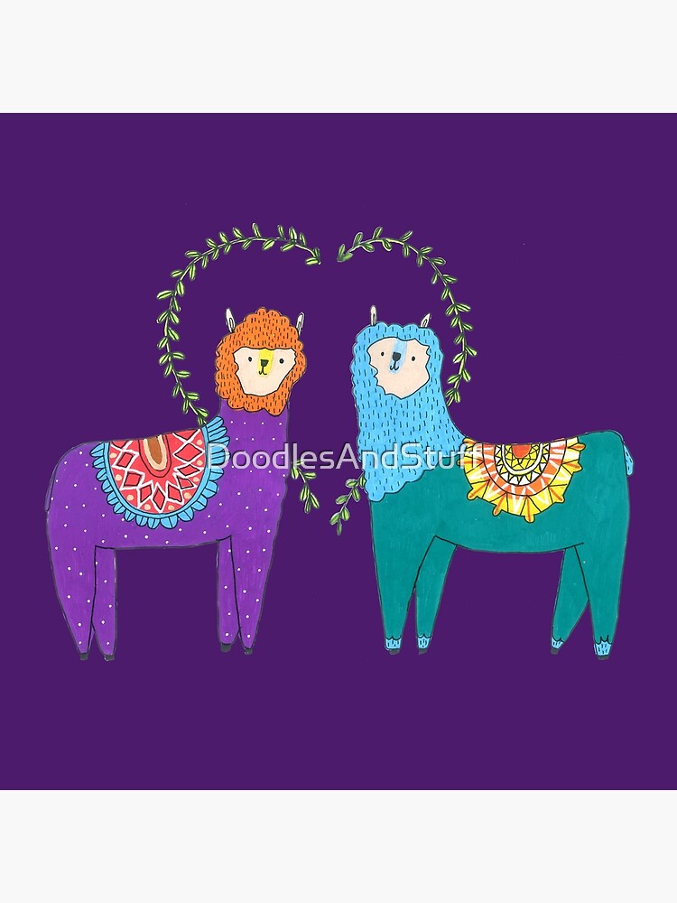 "Llamas In Love" Poster for Sale by DoodlesAndStuff | Redbubble