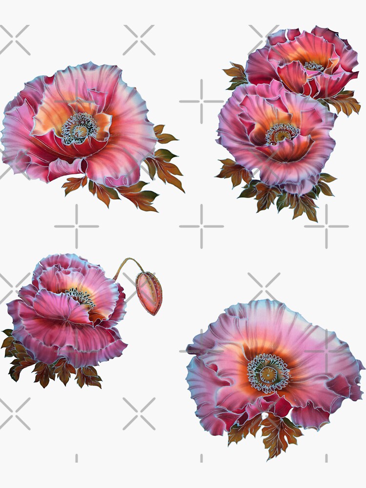 "Poppy stickers" Sticker for Sale by MerWishes | Redbubble