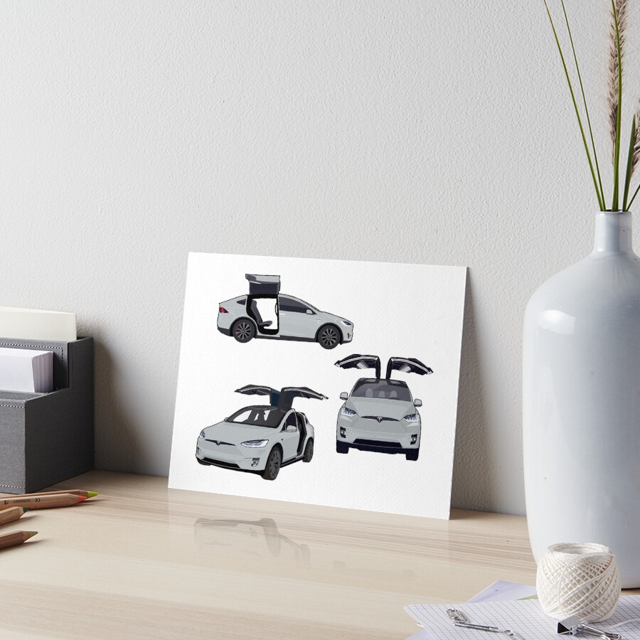 "Tesla Model X Cartoon Three angles" Art Board Print for Sale by ...