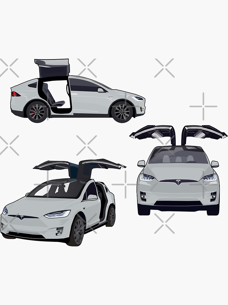 "Tesla Model X Cartoon Three angles" Sticker for Sale by yungyanno ...