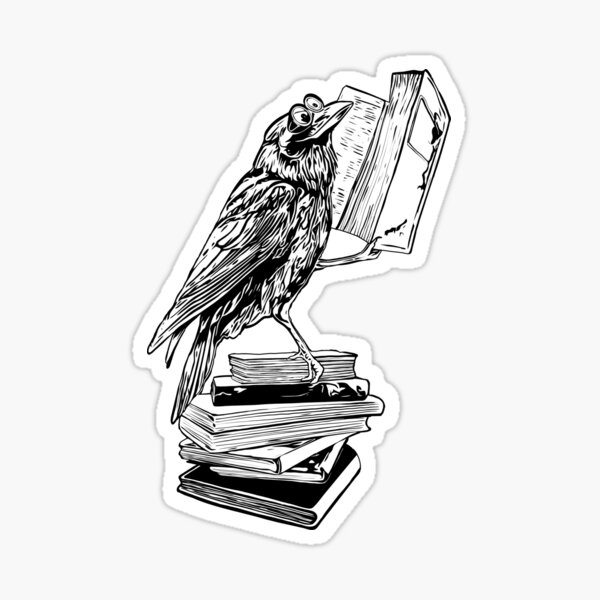 "Black raven read book, gift for reader, student gift, lover books ...