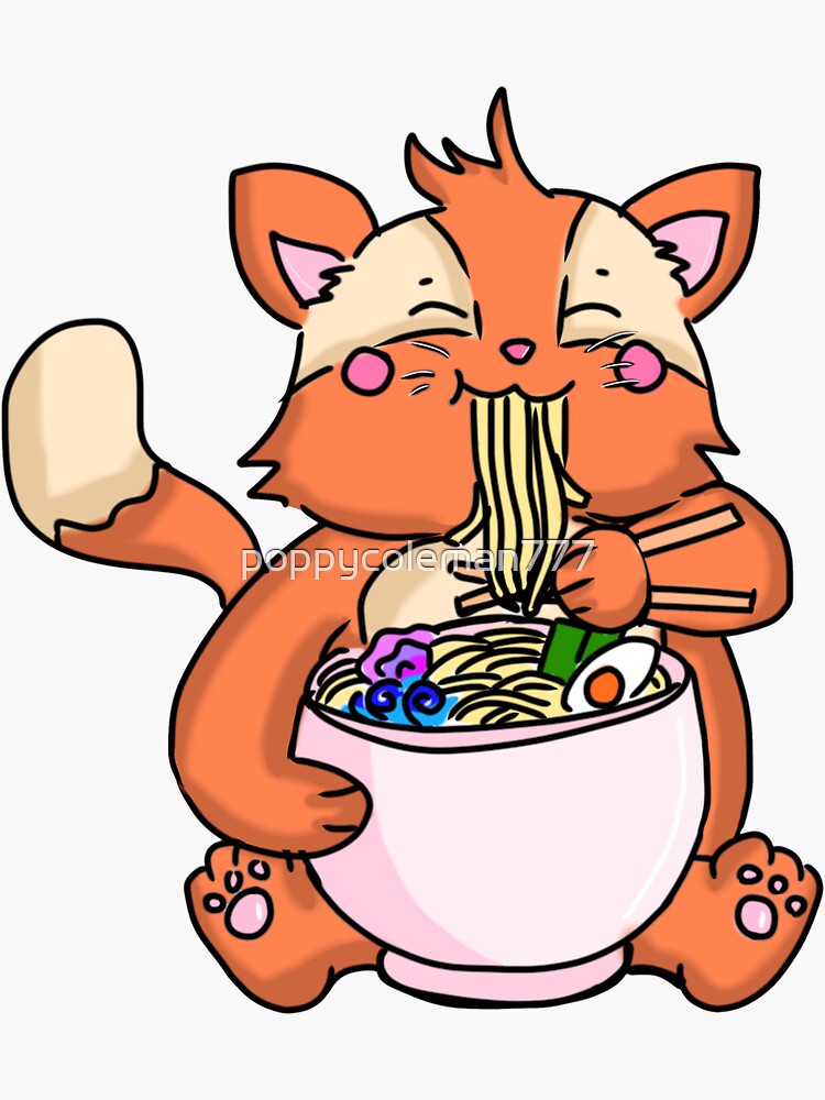 "Noodle Cat" Sticker by poppycoleman777 | Redbubble