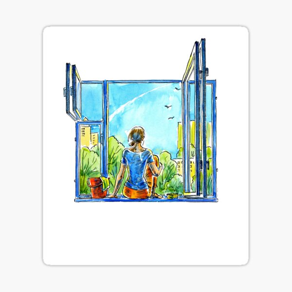 "Washing windows" Sticker for Sale by irinaivanova | Redbubble