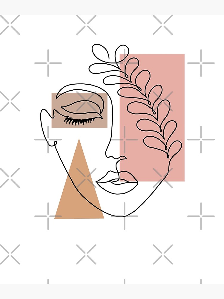 "Line Art face Flower Head Minimal Modern Woman Portrat Floral ...