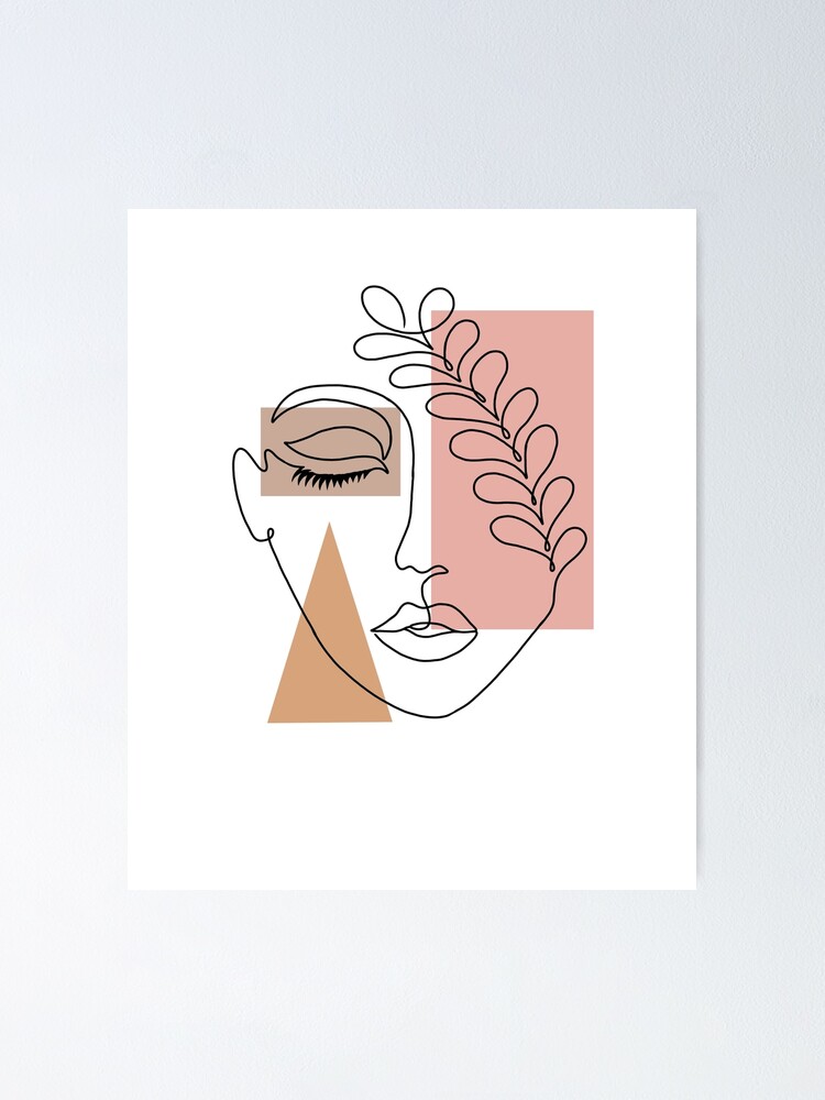 "Line Art face Flower Head Minimal Modern Woman Portrat Floral ...