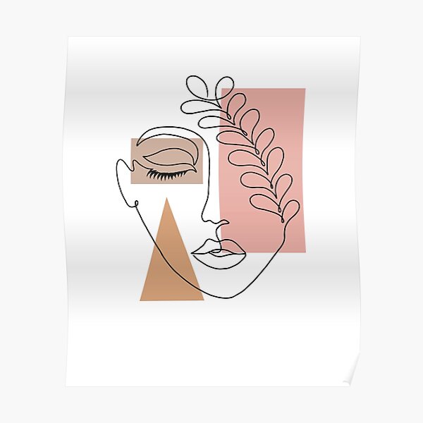 "Line Art face Flower Head Minimal Modern Woman Portrat Floral ...