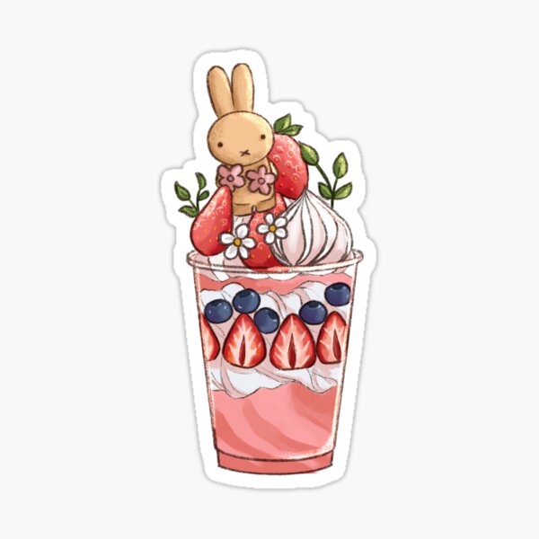 "strawberry parfait" Sticker for Sale by mariiscribbles8 | Redbubble