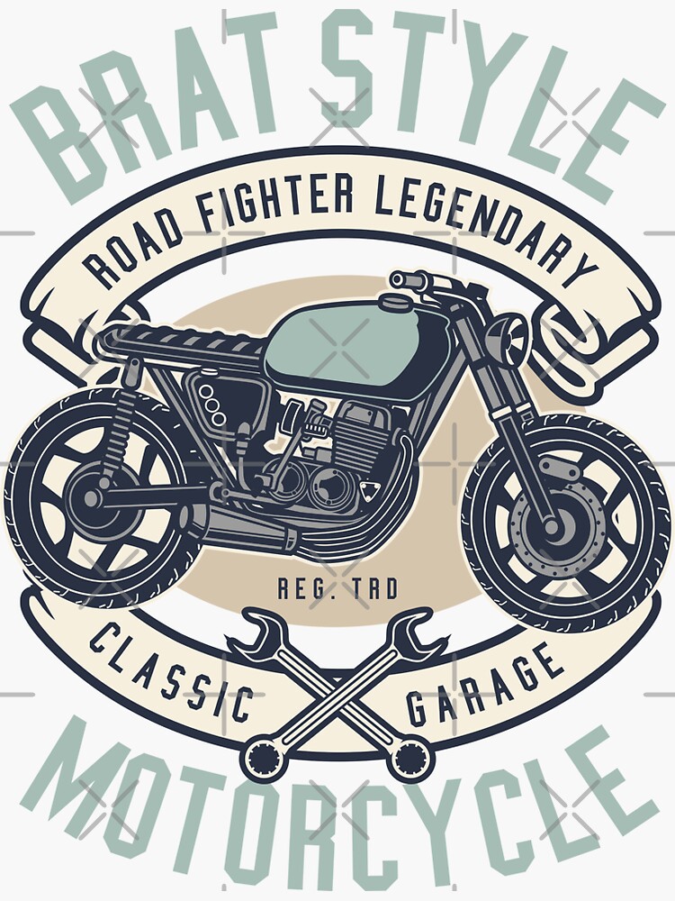 "Brat Style Custom Motorcycle Club Biker Lifestyle" Sticker by ...
