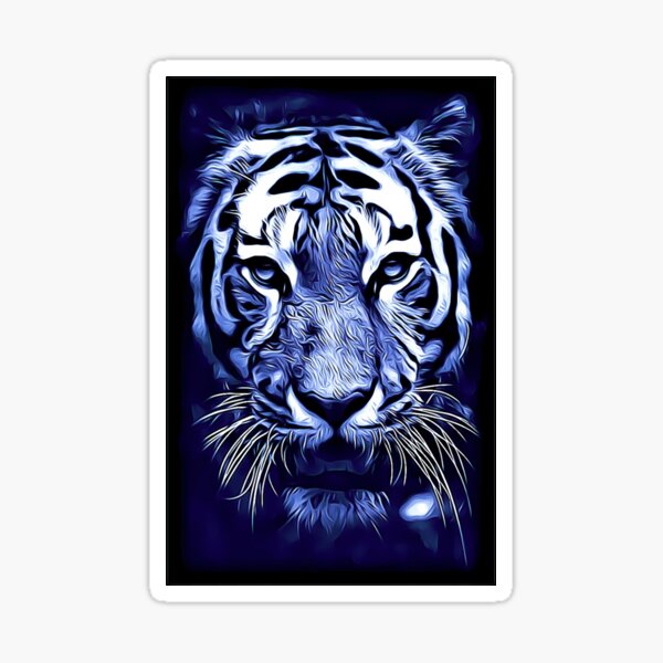 "Blue Tiger face " Sticker by Omega-VP | Redbubble