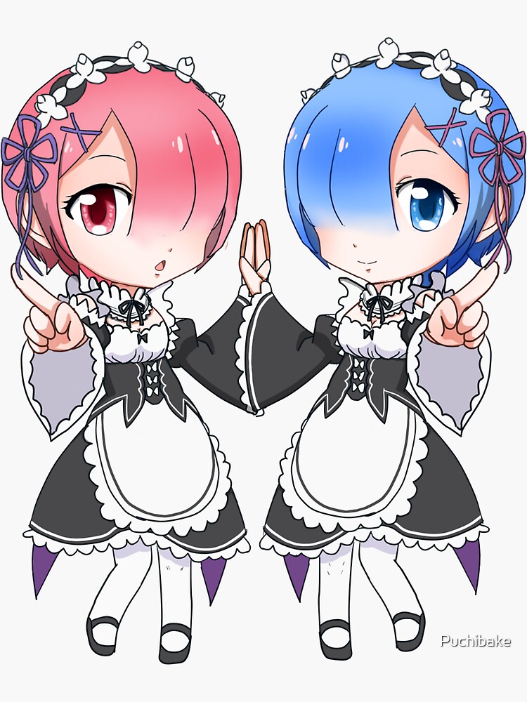 "Rem y Ram RE:Zero Chibi" Sticker for Sale by Puchibake | Redbubble